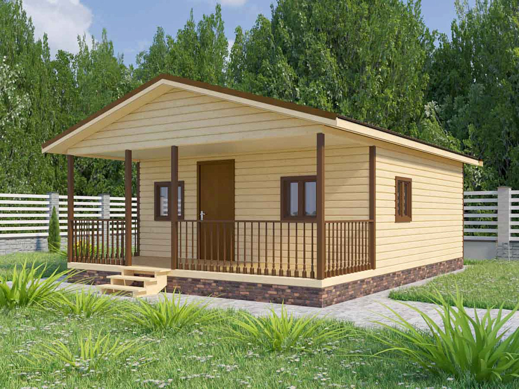 Каркасный дачный домик с террасой Бук (КТ) 6х8 Площадь: 48 м² с ...